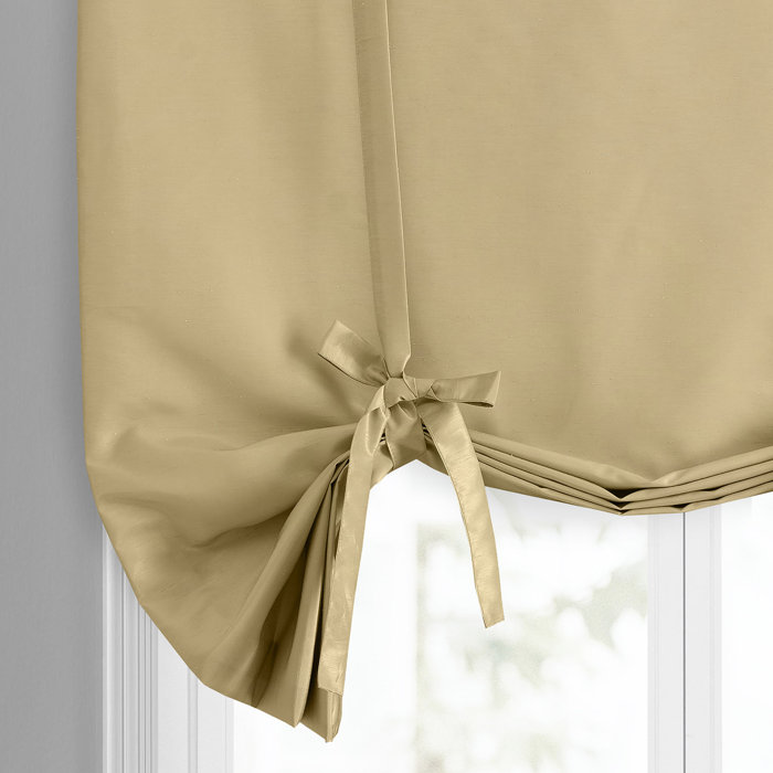 House of Hampton® Vintage Textured Faux Dupioni Silk Room Darkening Tie-Up Window Shade | Wayfair